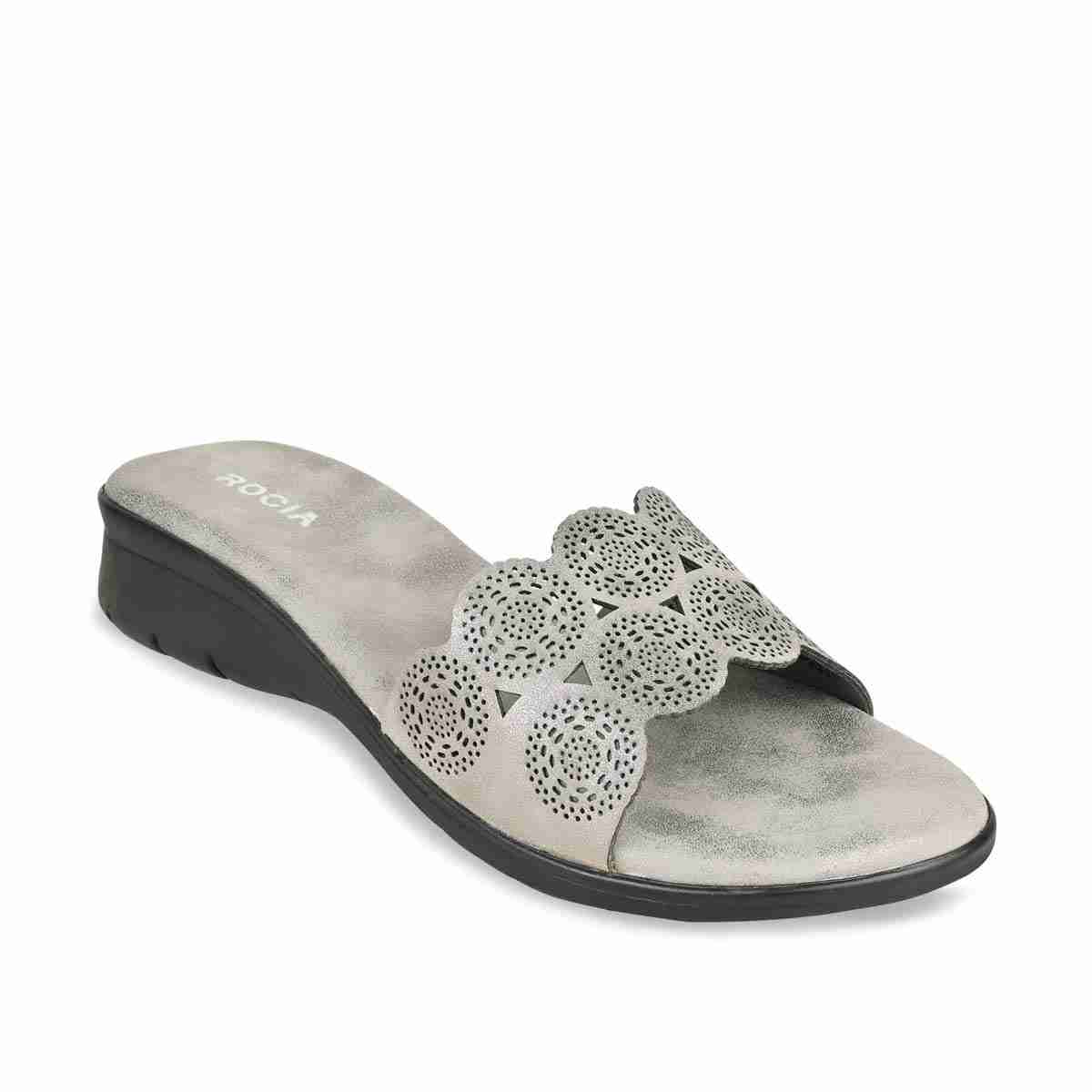 Rocia Grey Women Laser Cut Sliders