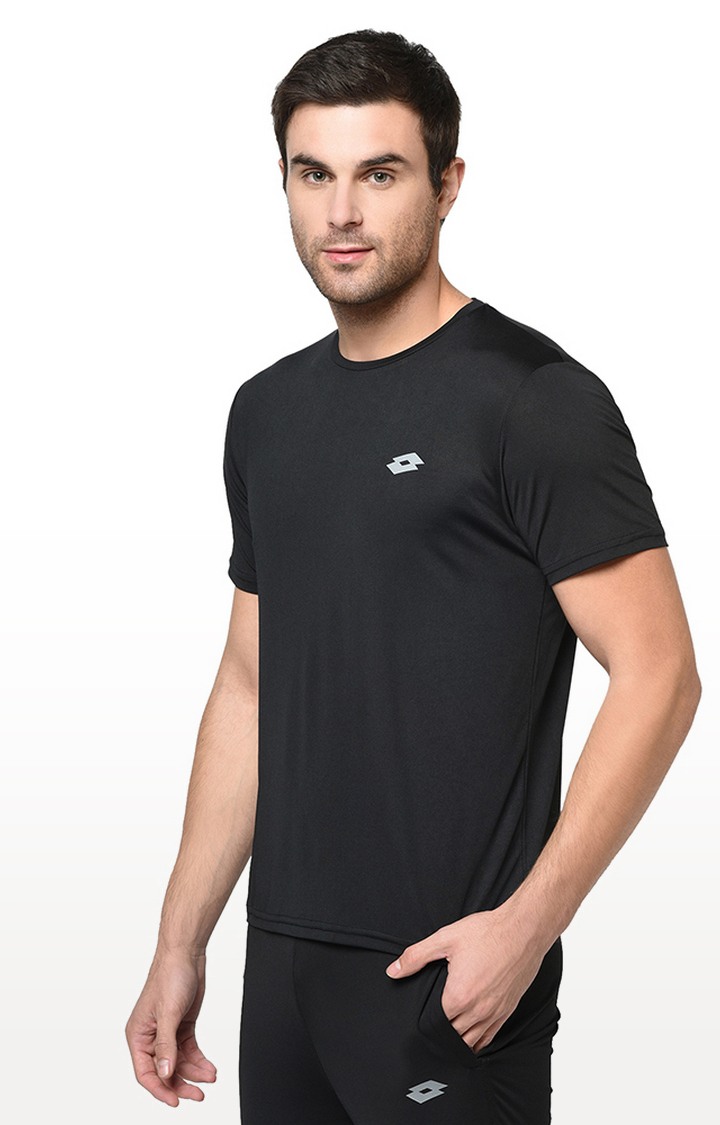 Men's Black Polyester Solid Activewear T-Shirt