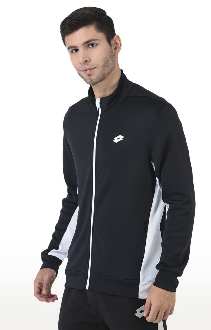 Men's Blue Polyester Solid Activewear Jacket