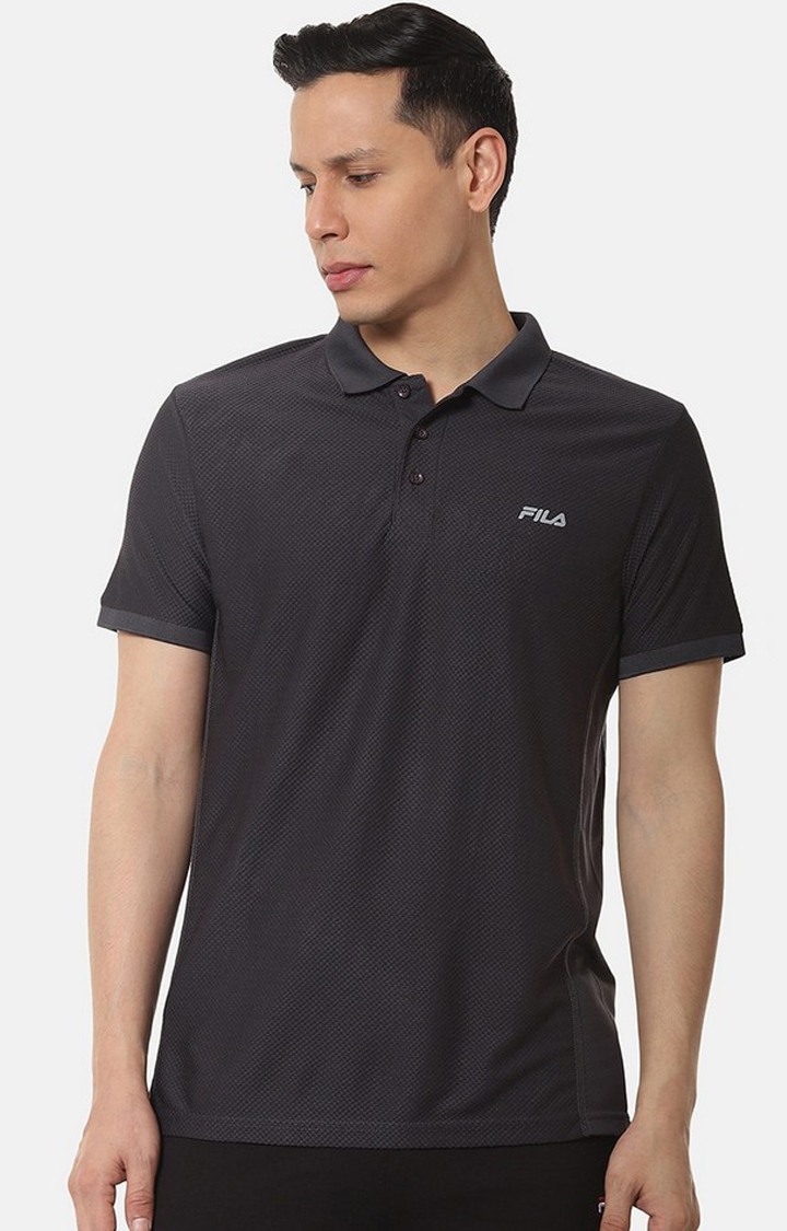 Men's Grey Polyester Polos