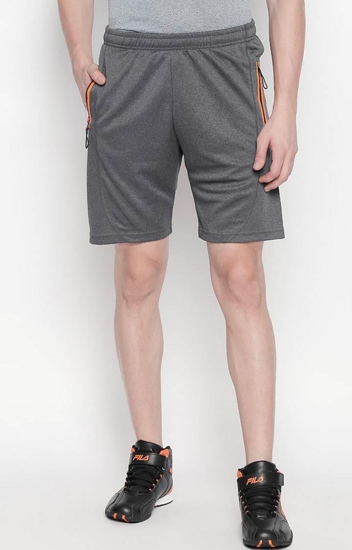 Men's Grey Polyester Shorts
