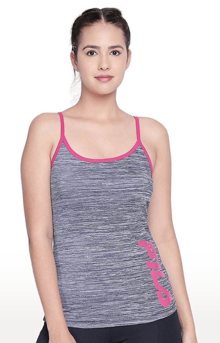 Women's Blue Polyester Tank Top