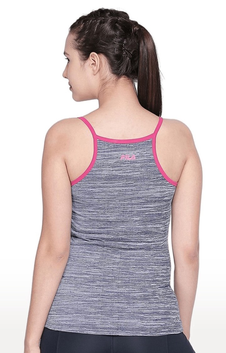 Women's Blue Polyester Tank Top