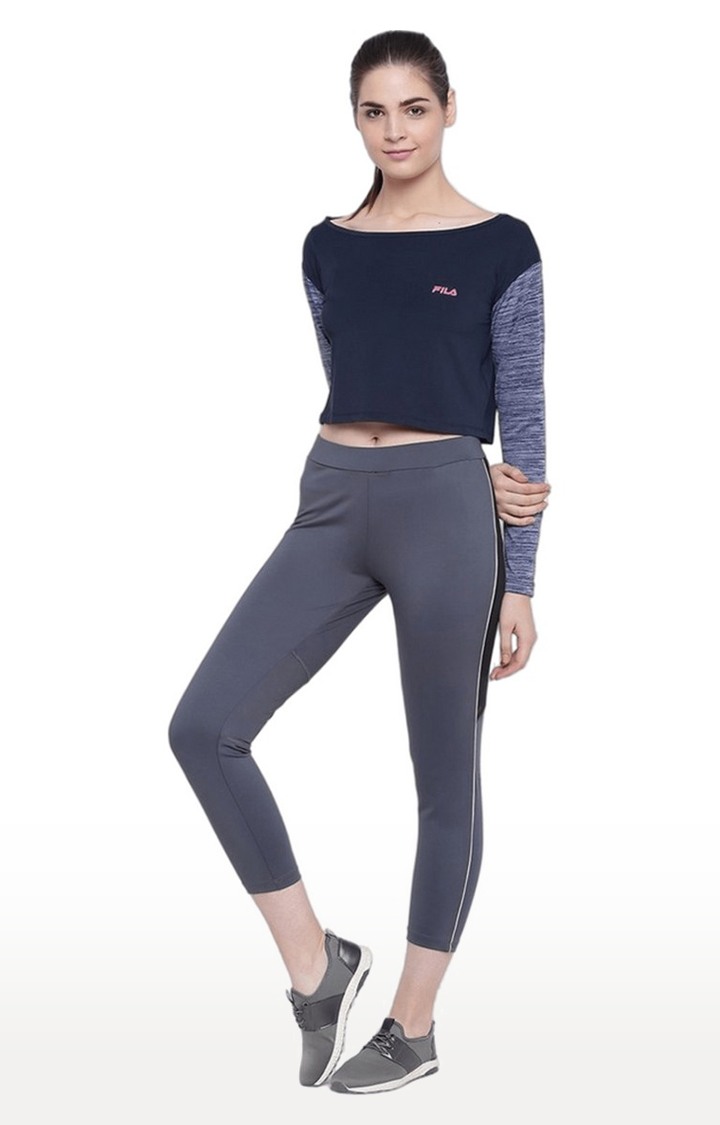 Women's Blue Polyester Activewear Tops