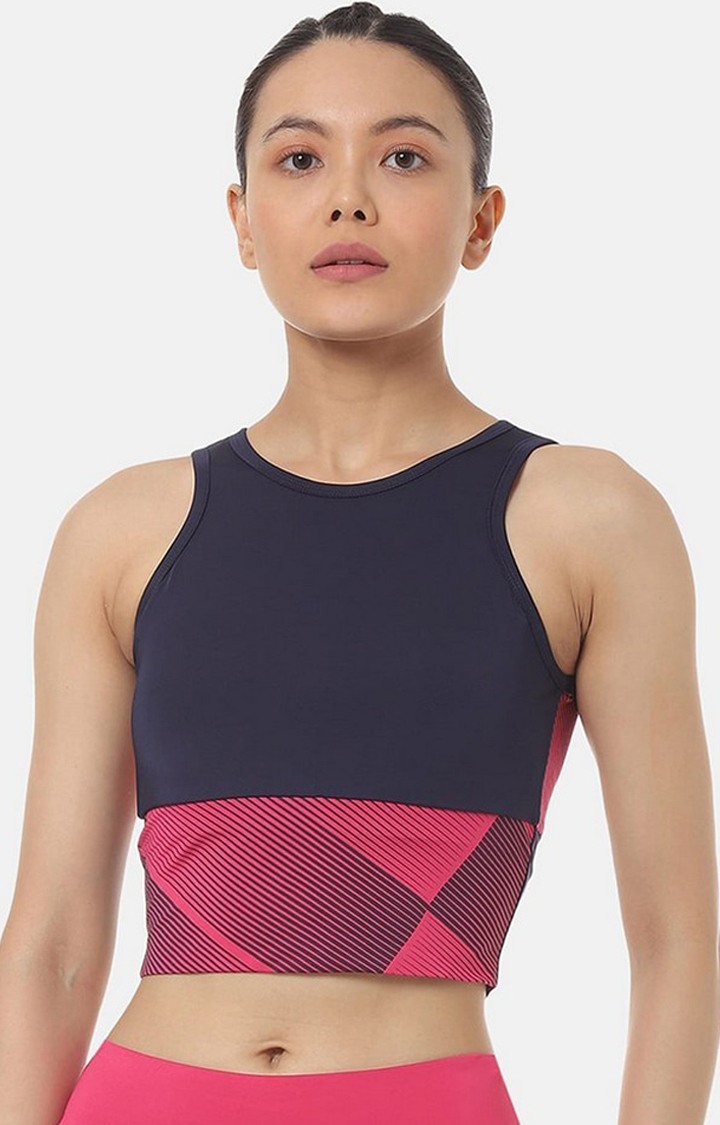 Women's Blue Polyester Activewear Blouse