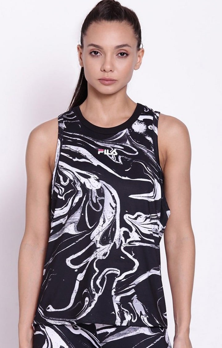 Women's Black Polyester Tank Top