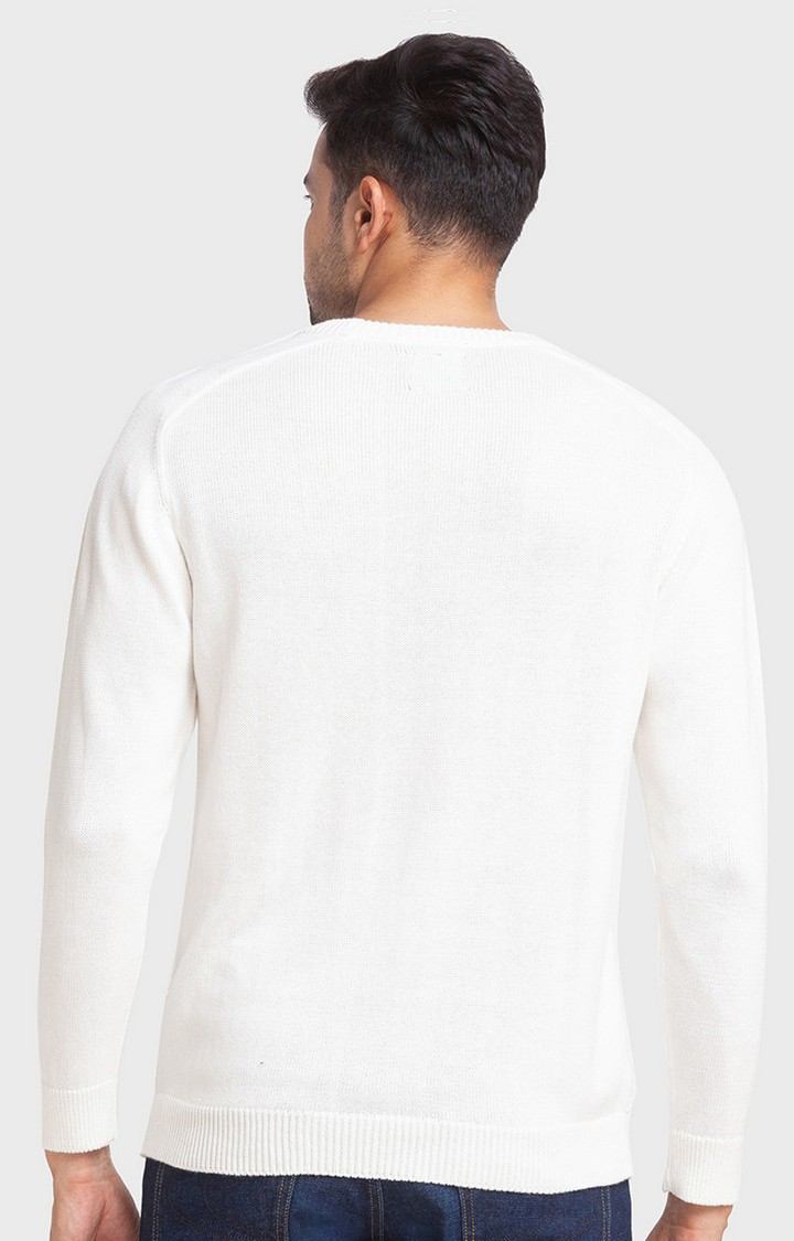 ColorPlus Tailored Fit White Sweater For Men