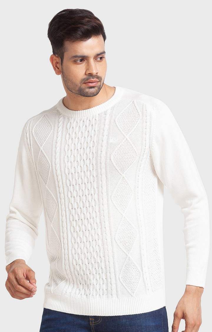 ColorPlus Tailored Fit White Sweater For Men