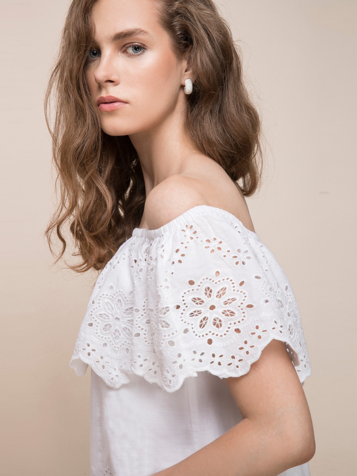 White Schiffli Top