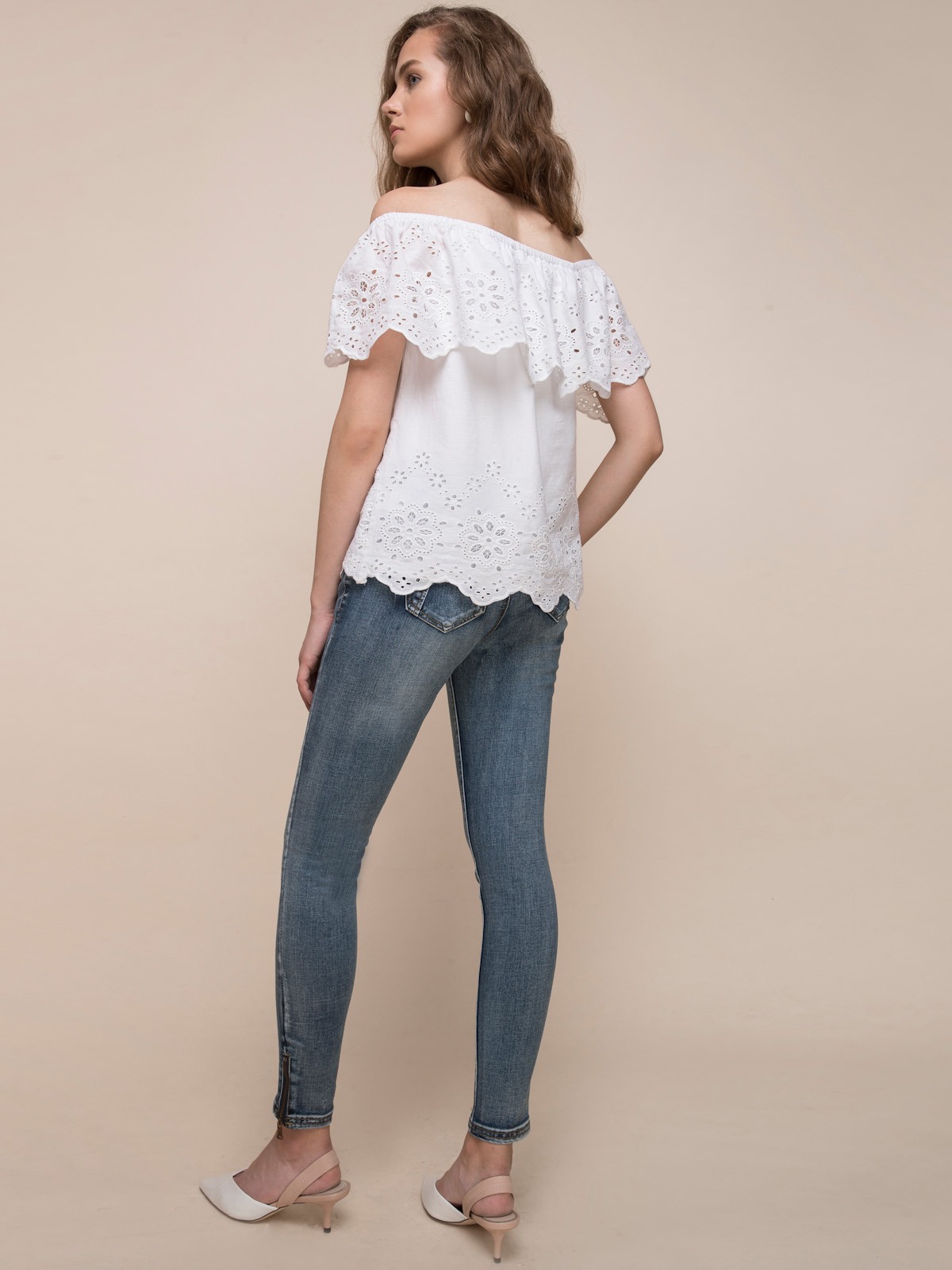 White Schiffli Top