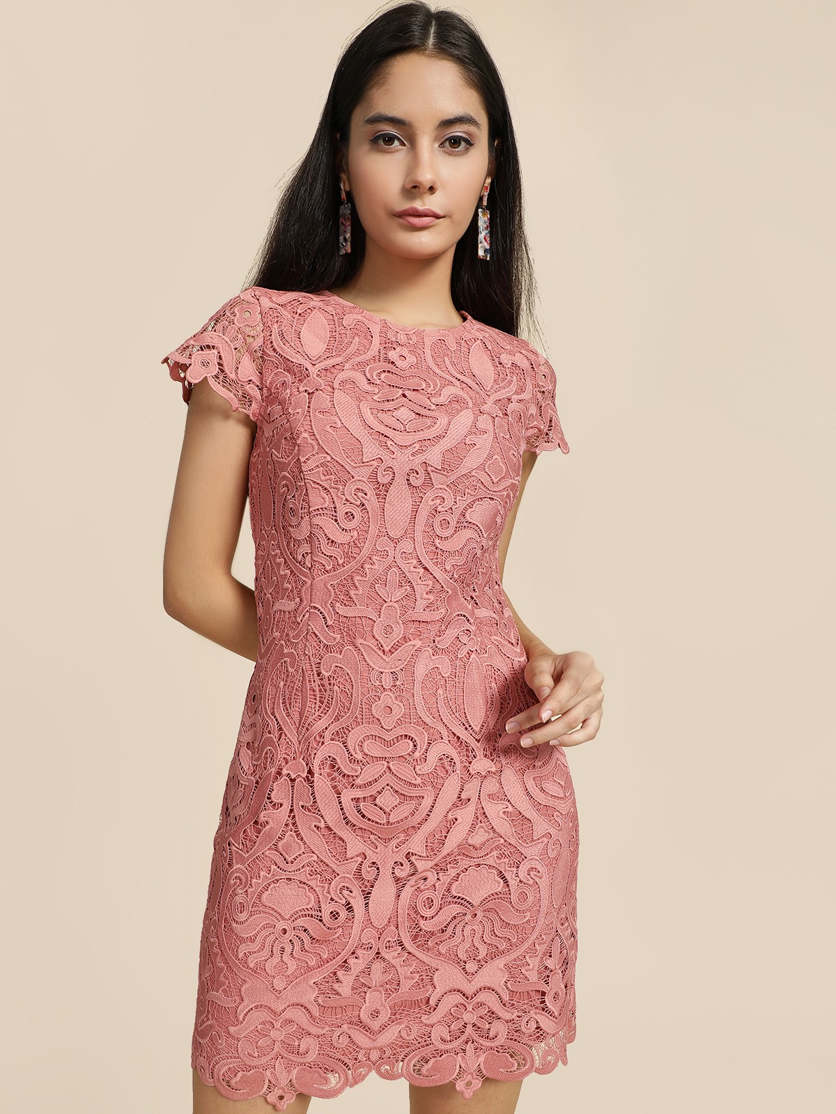 Darling Blush Pink Lace Mini Dress
