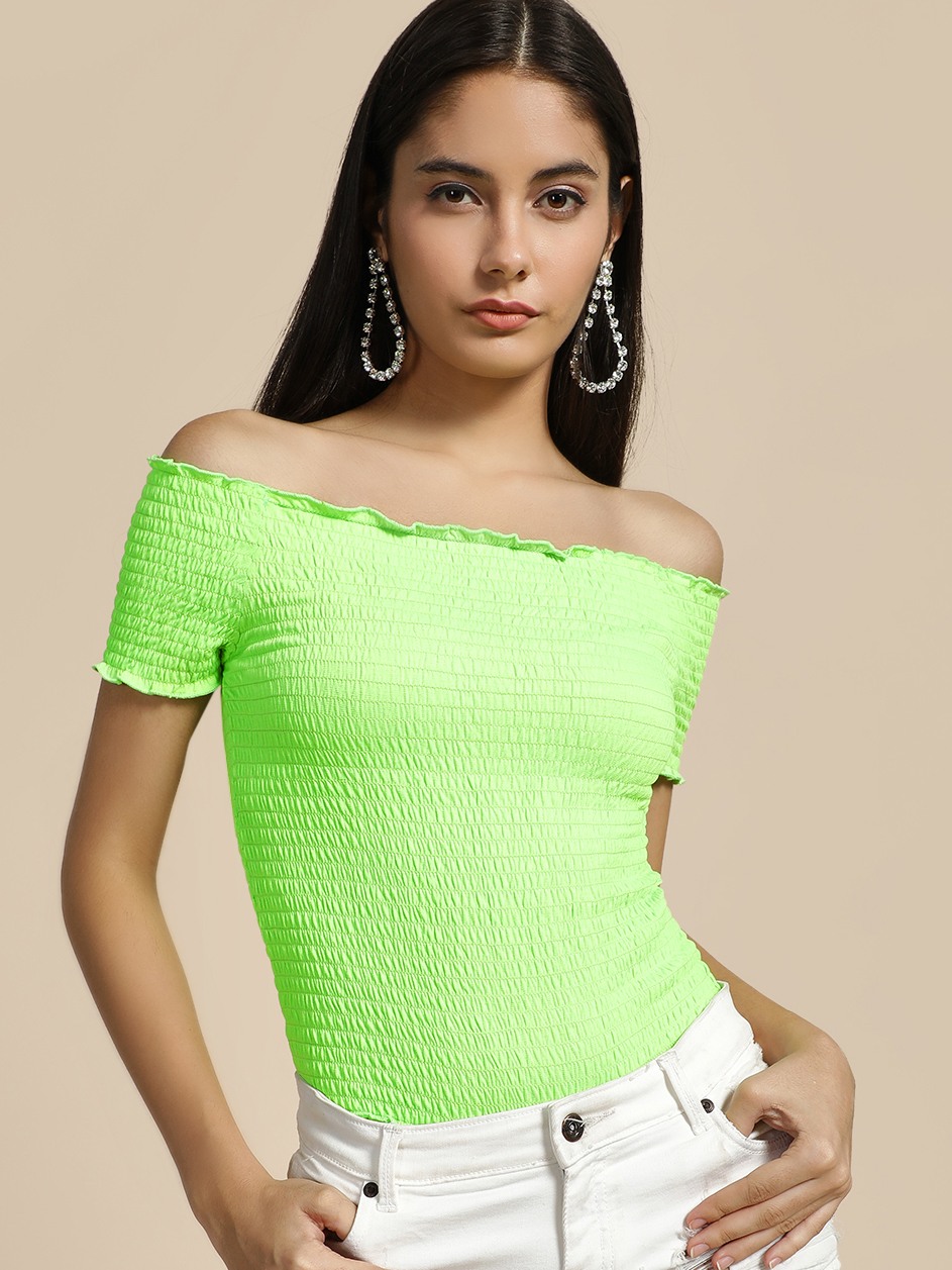 Neon Ruched Crop Top