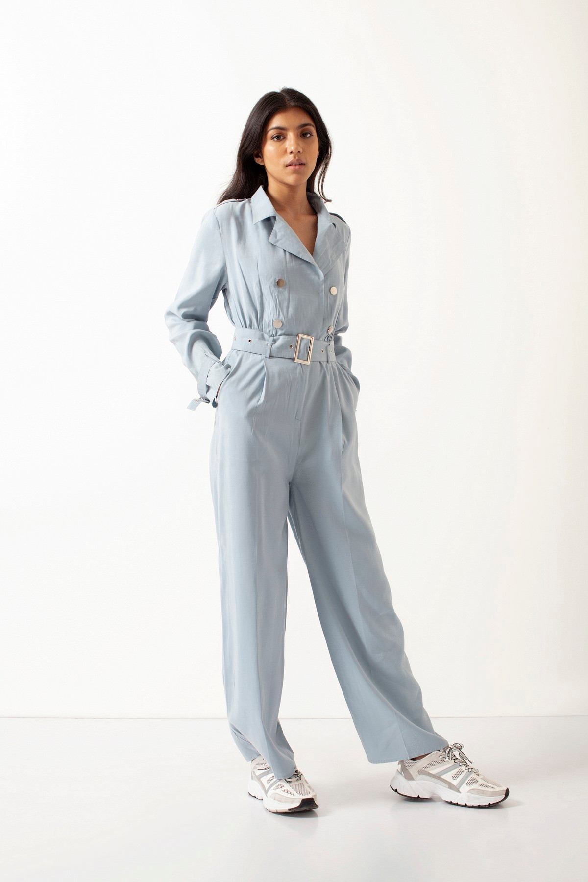 Jackie Powder Blue Utility Jumpsuit
