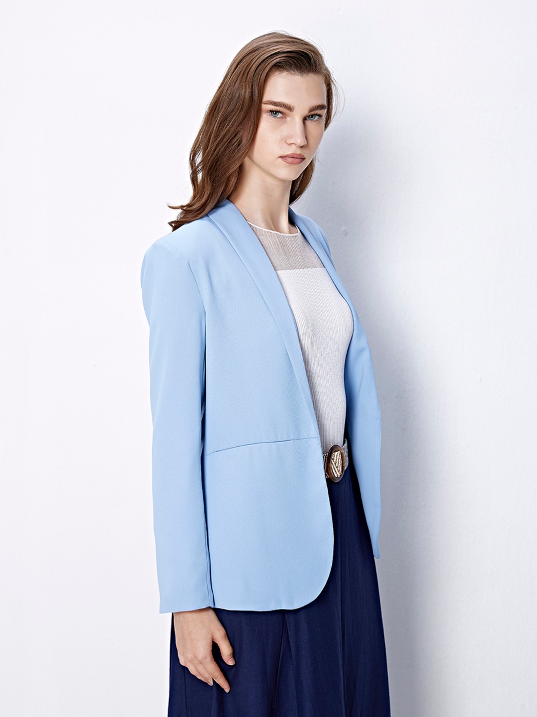 Blue Fluid Open Blazer