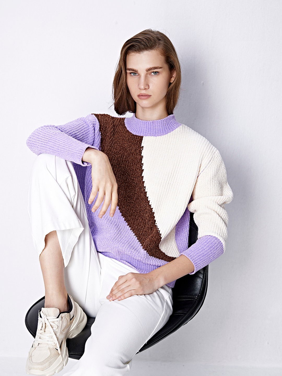 Lavender colorblock sweater