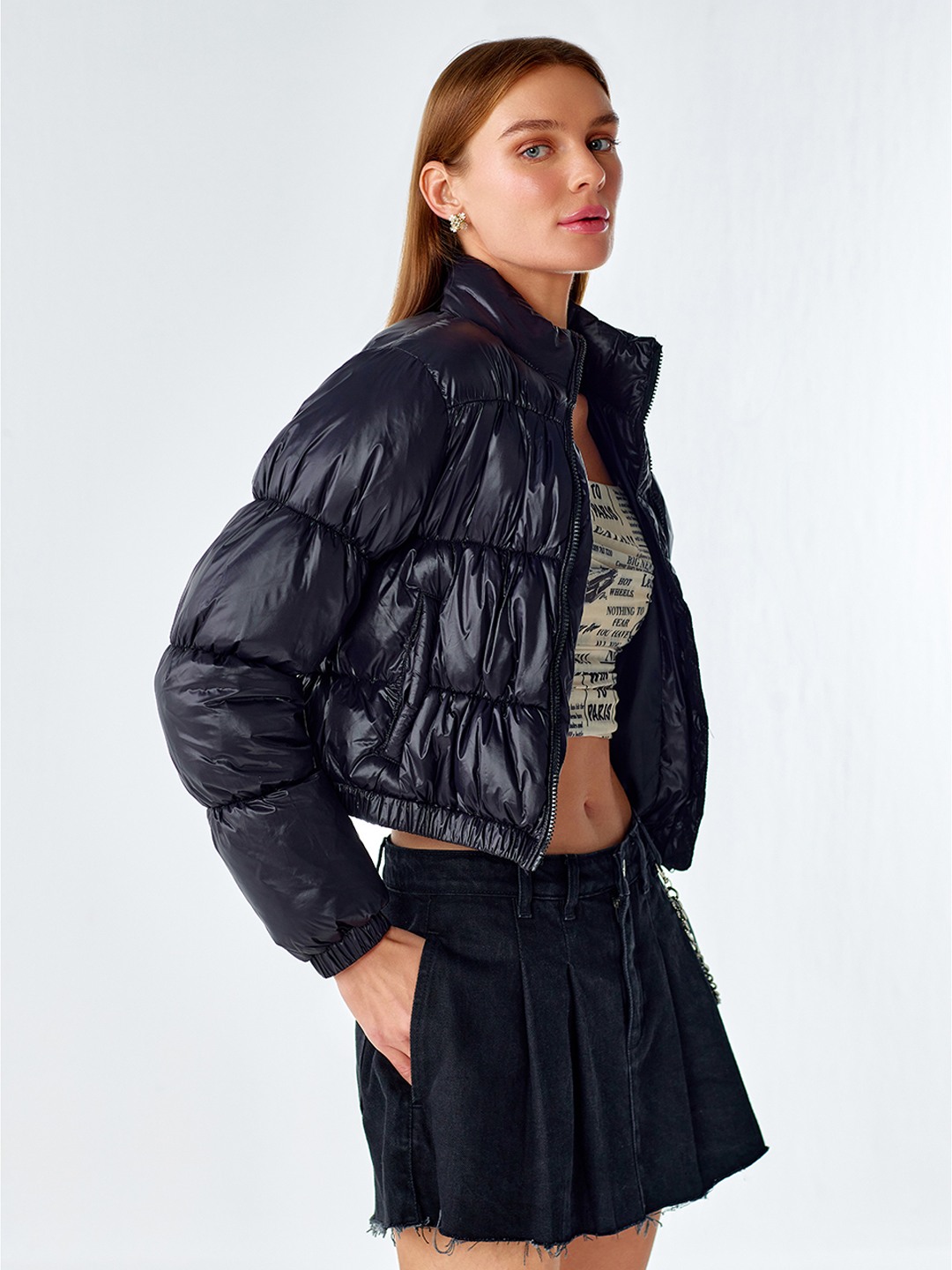 Black Crop Puffer Jacket