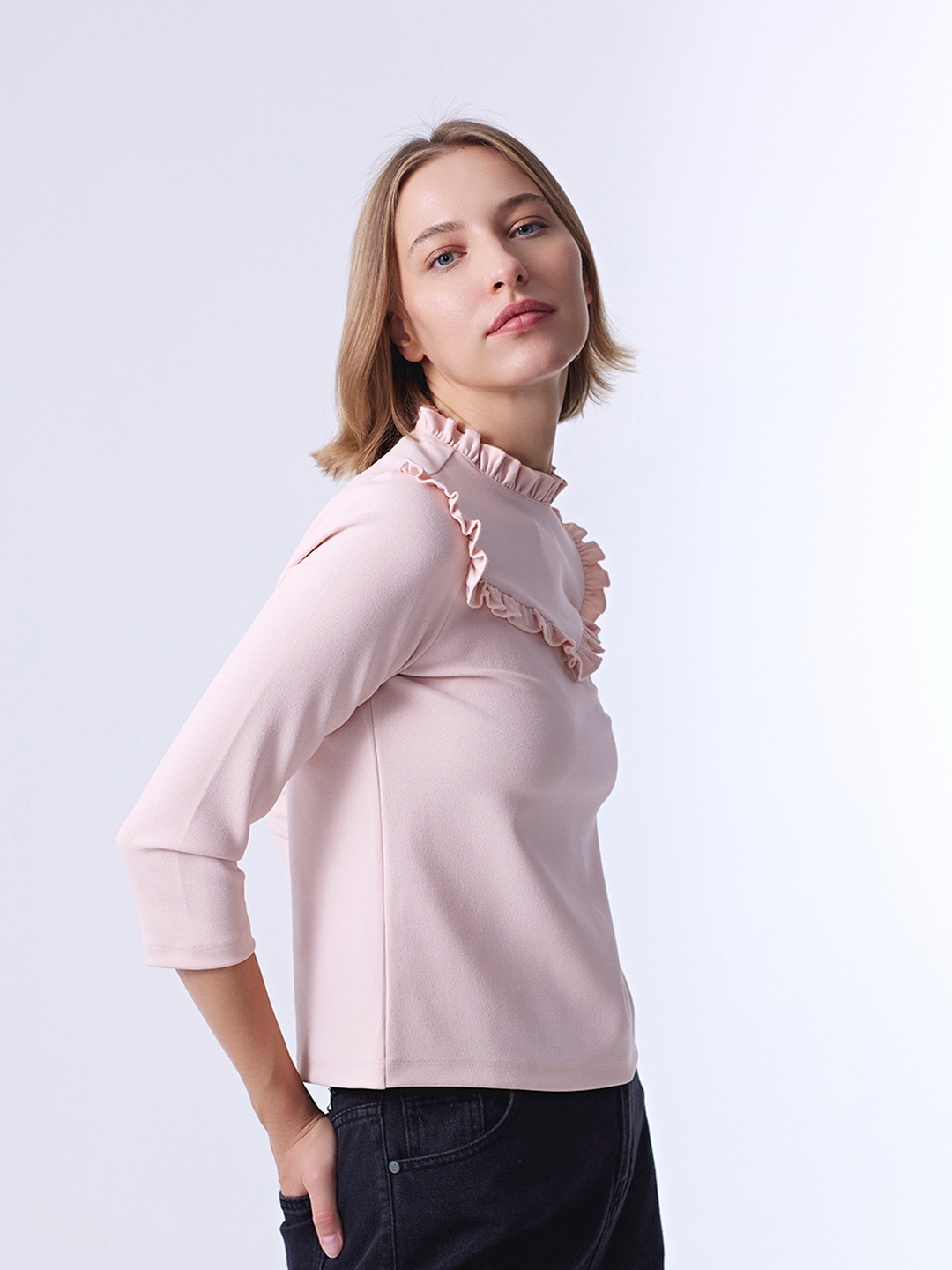Pink round neck top