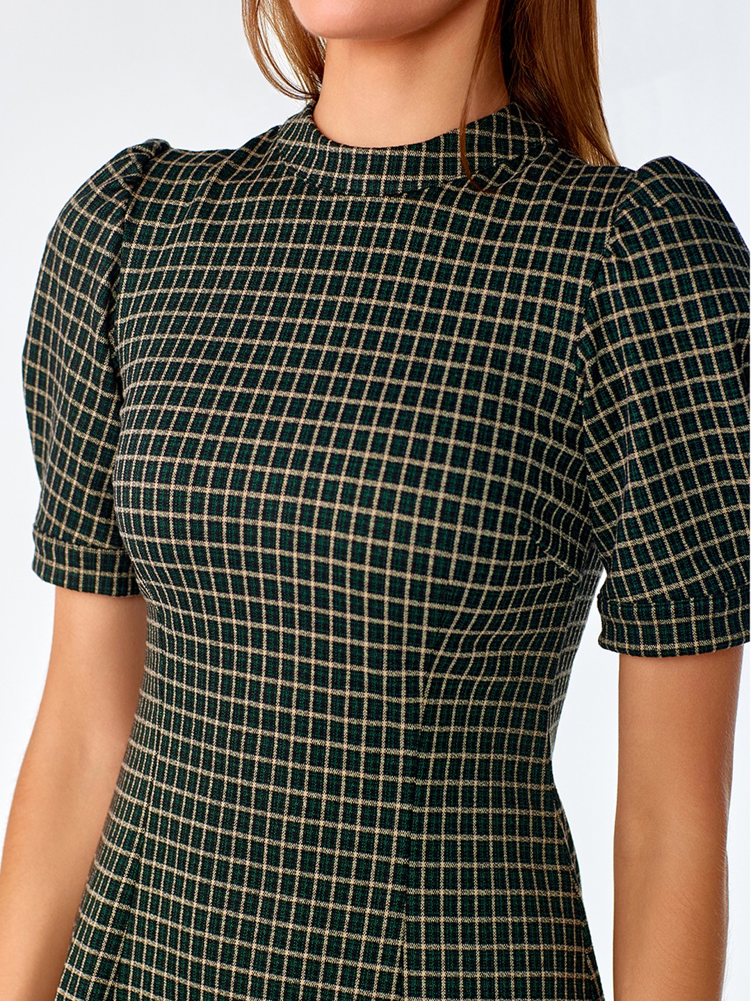 Green Check Jersey Mini Dress