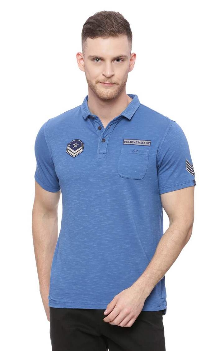 Blue Solid Polos