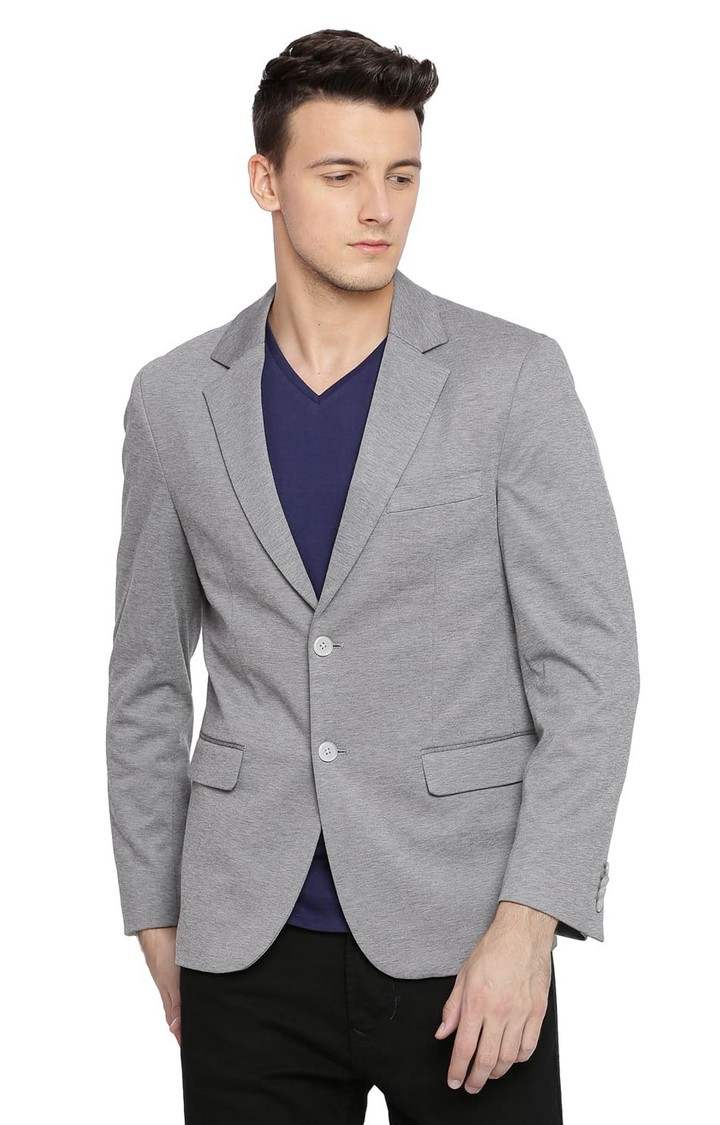 Grey Solid Blazers