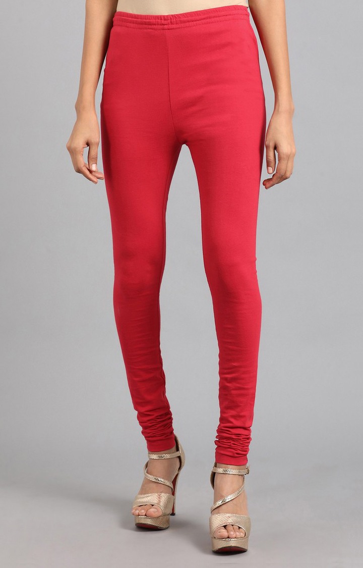 Women's Red Soild Churidar