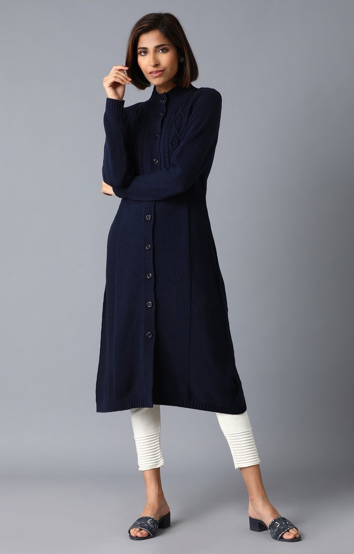 Women's Blue Acrylic Cardigans