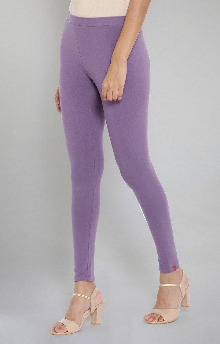 Women's Purple Cotton Solid Tights