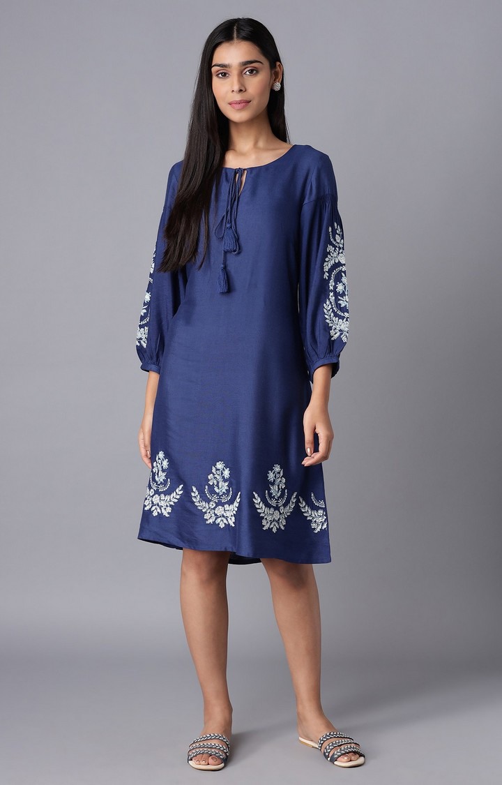 Women's Blue Rayon Dresses