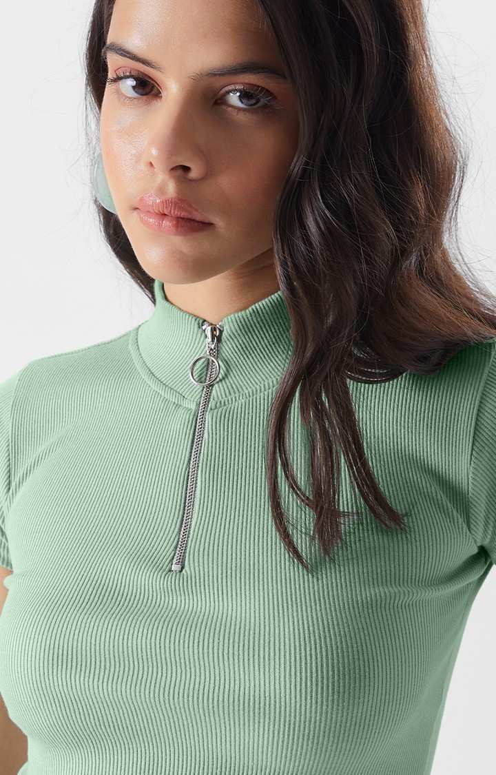 Women's Original Solids Jade Green Cropped Tops