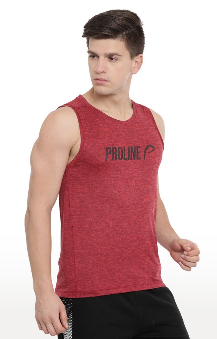 Men's Red Polyester Regular Activewear Tank Tops