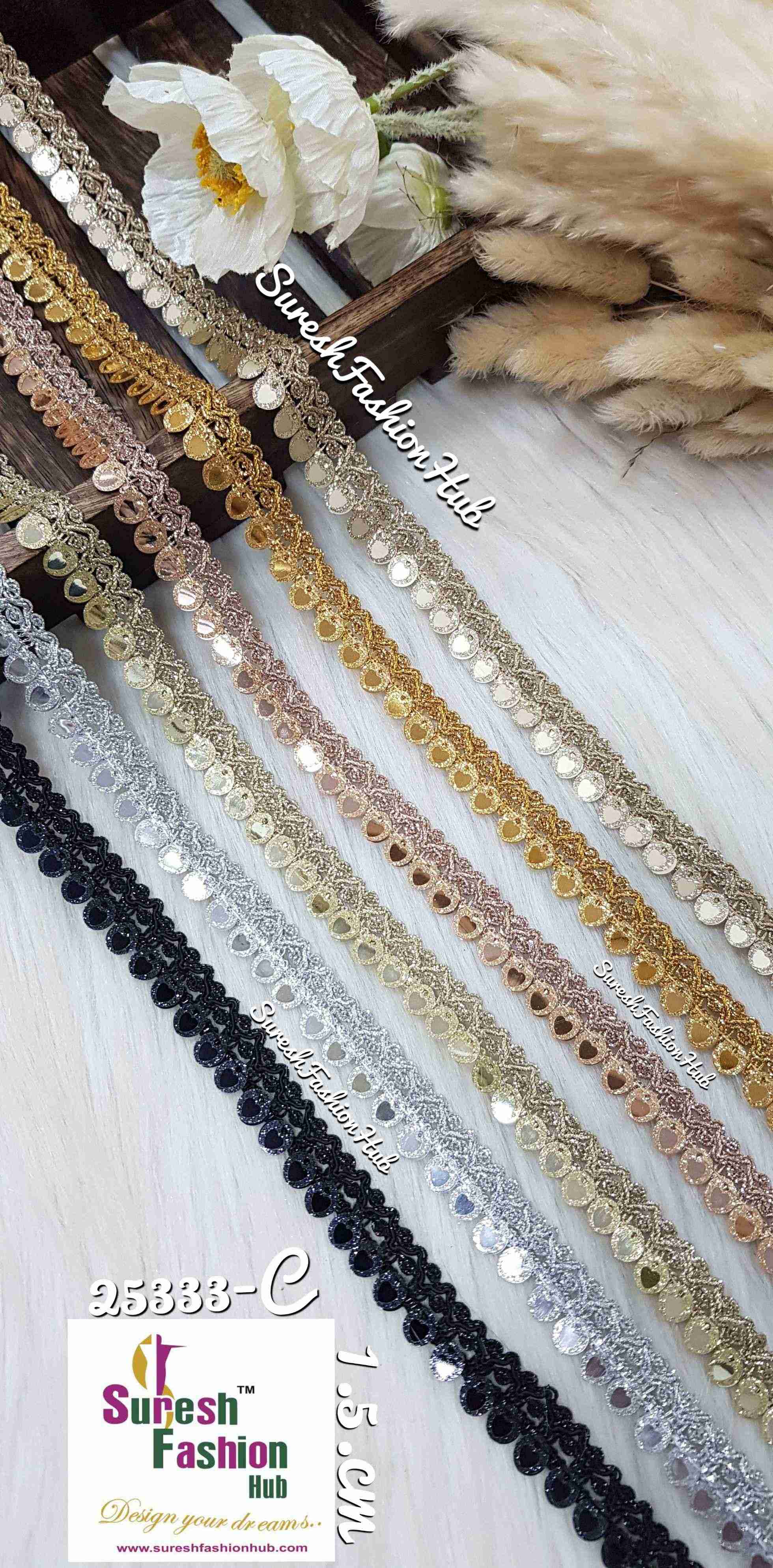 Chic Rose Gold Sequin and Zari Weaving