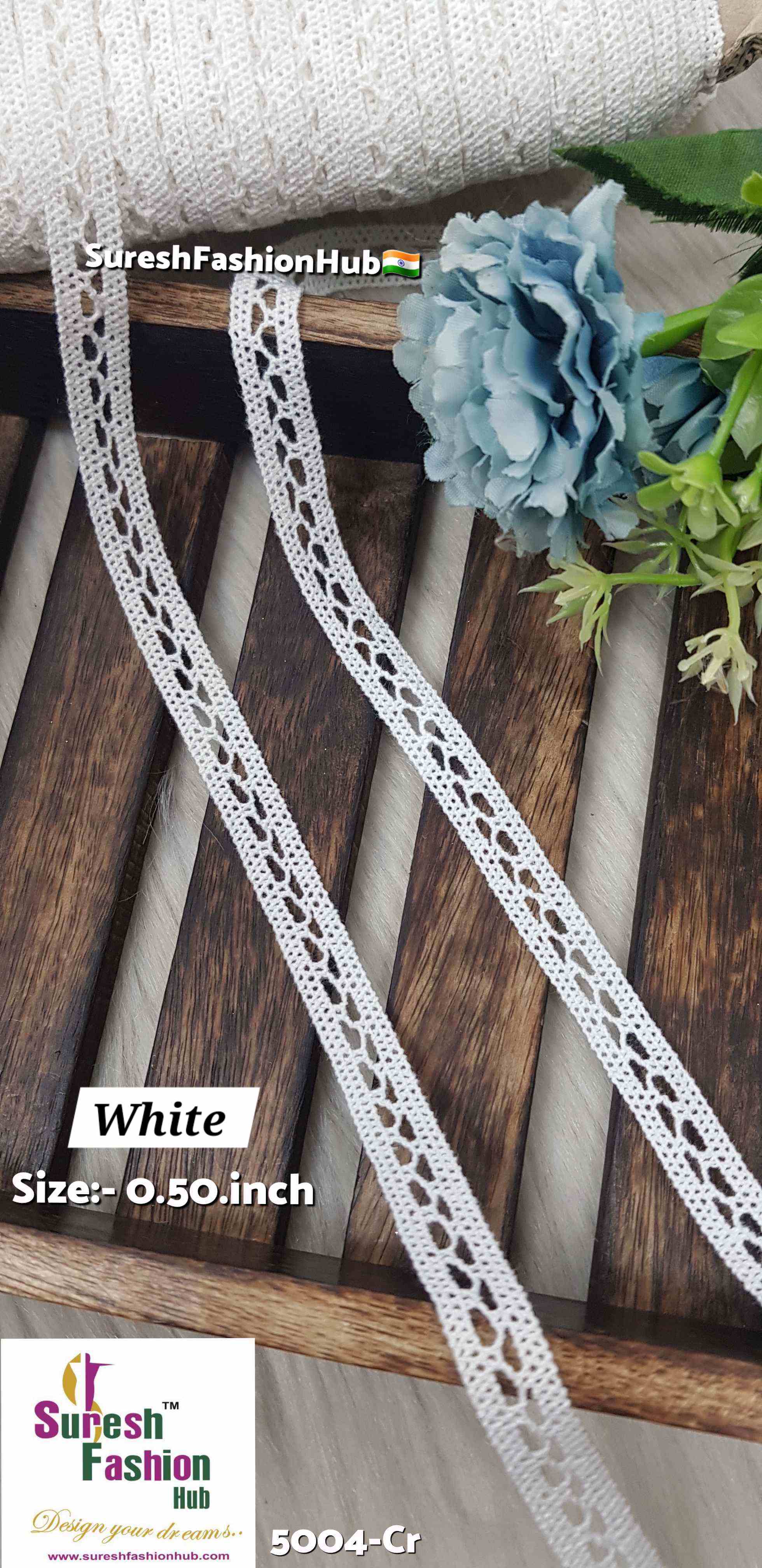 Classic White Half-Inch Crosio Lace Trim