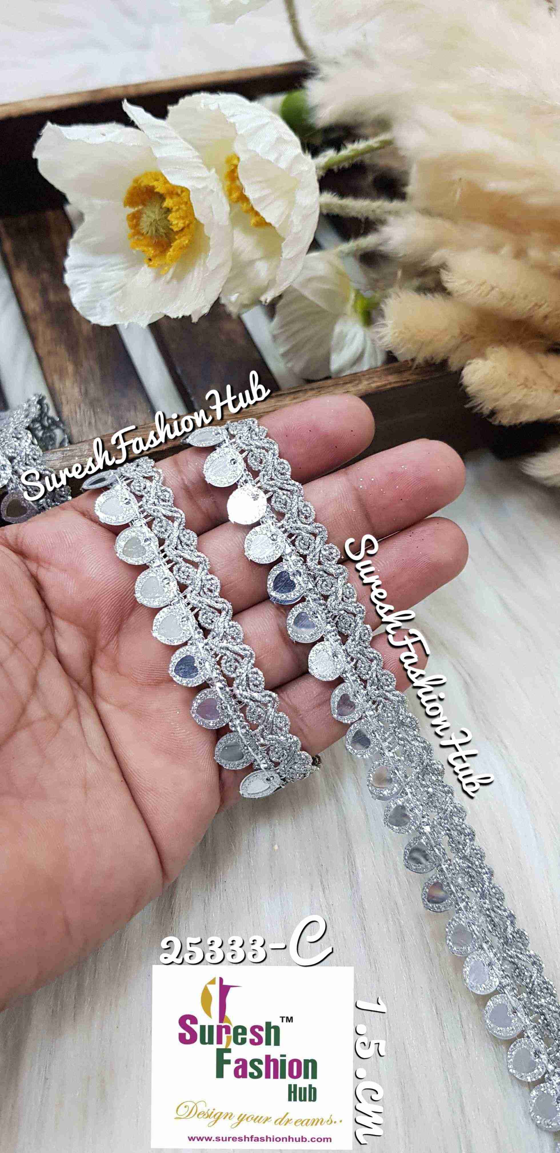 Chic silver Sequin and Zari Weaving