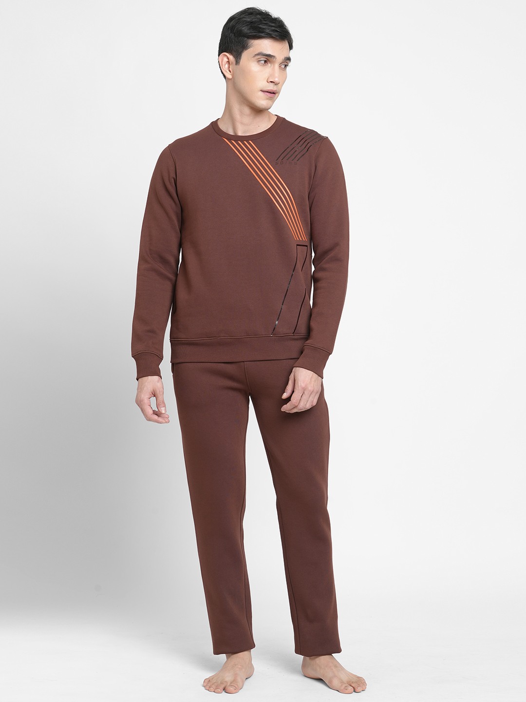 Sweet Dreams Men Choco Fudge Poly-Cotton Solid Tracksuits