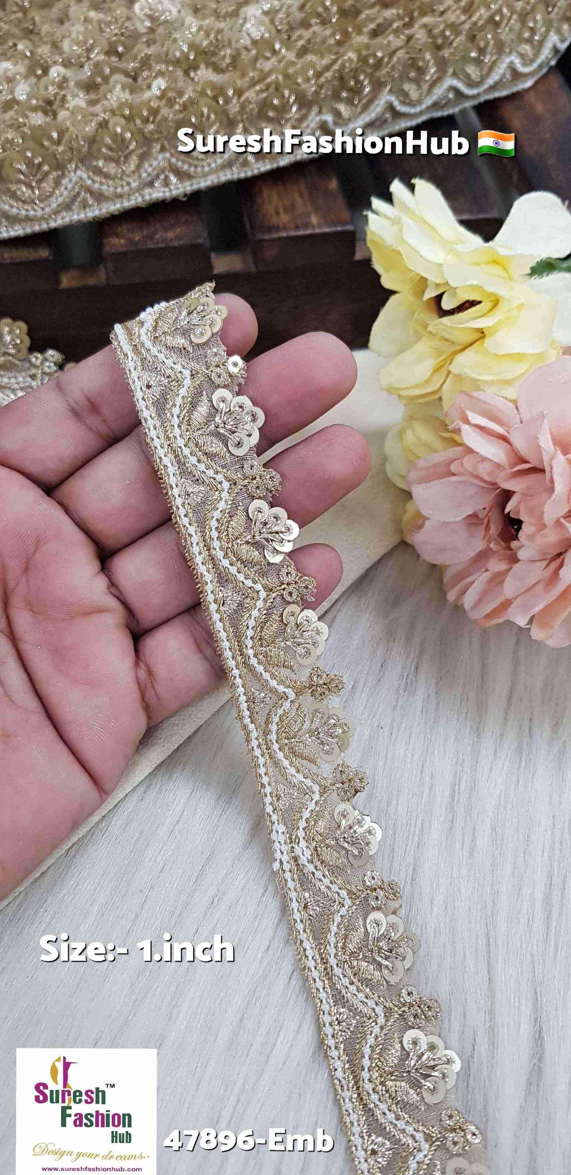 Antique Gold Chain Cutwork Embroidery Lace - Designer Laces | Suresh ...