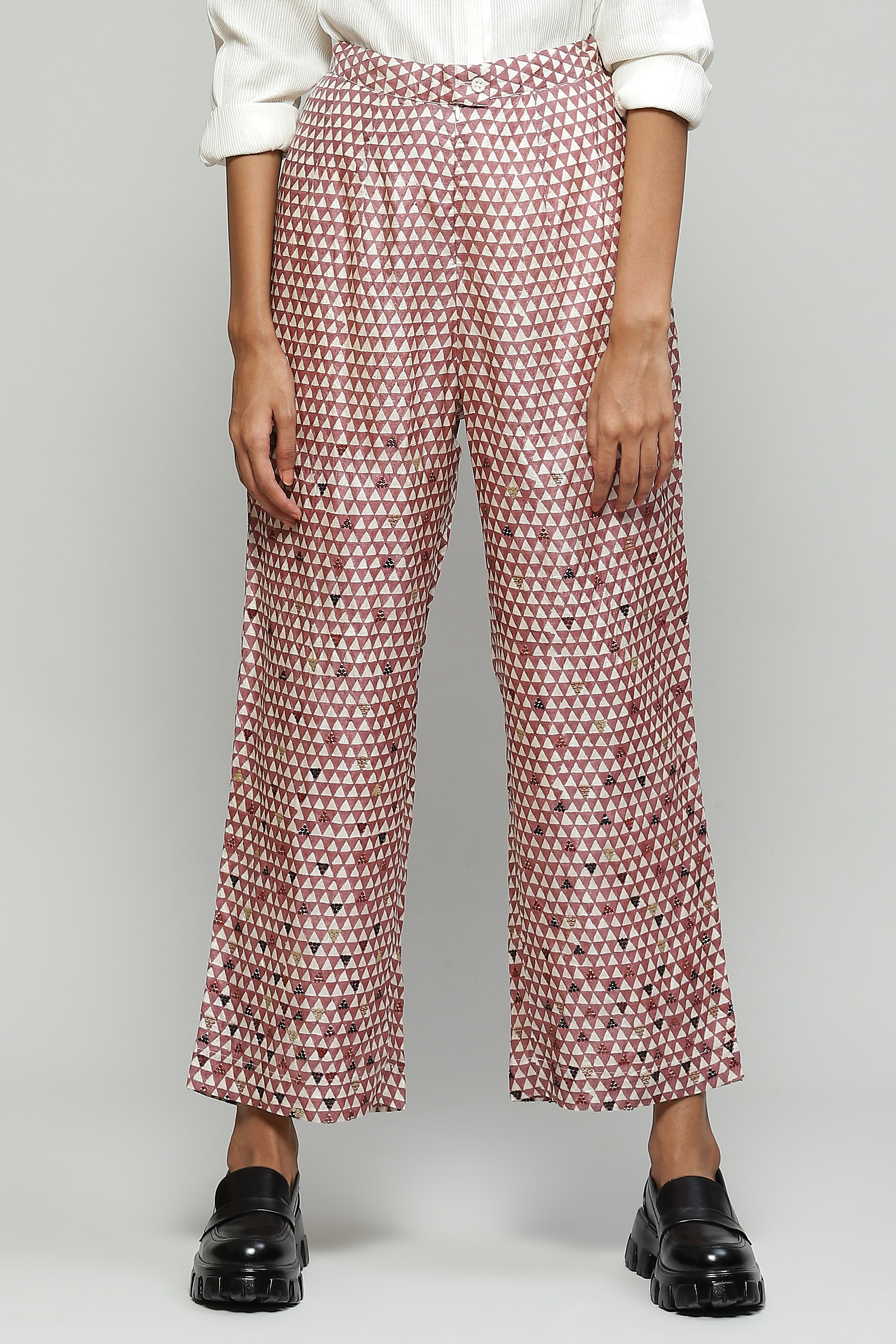 Hand Block Printed And Sequinned Pant | Abraham & Thakore