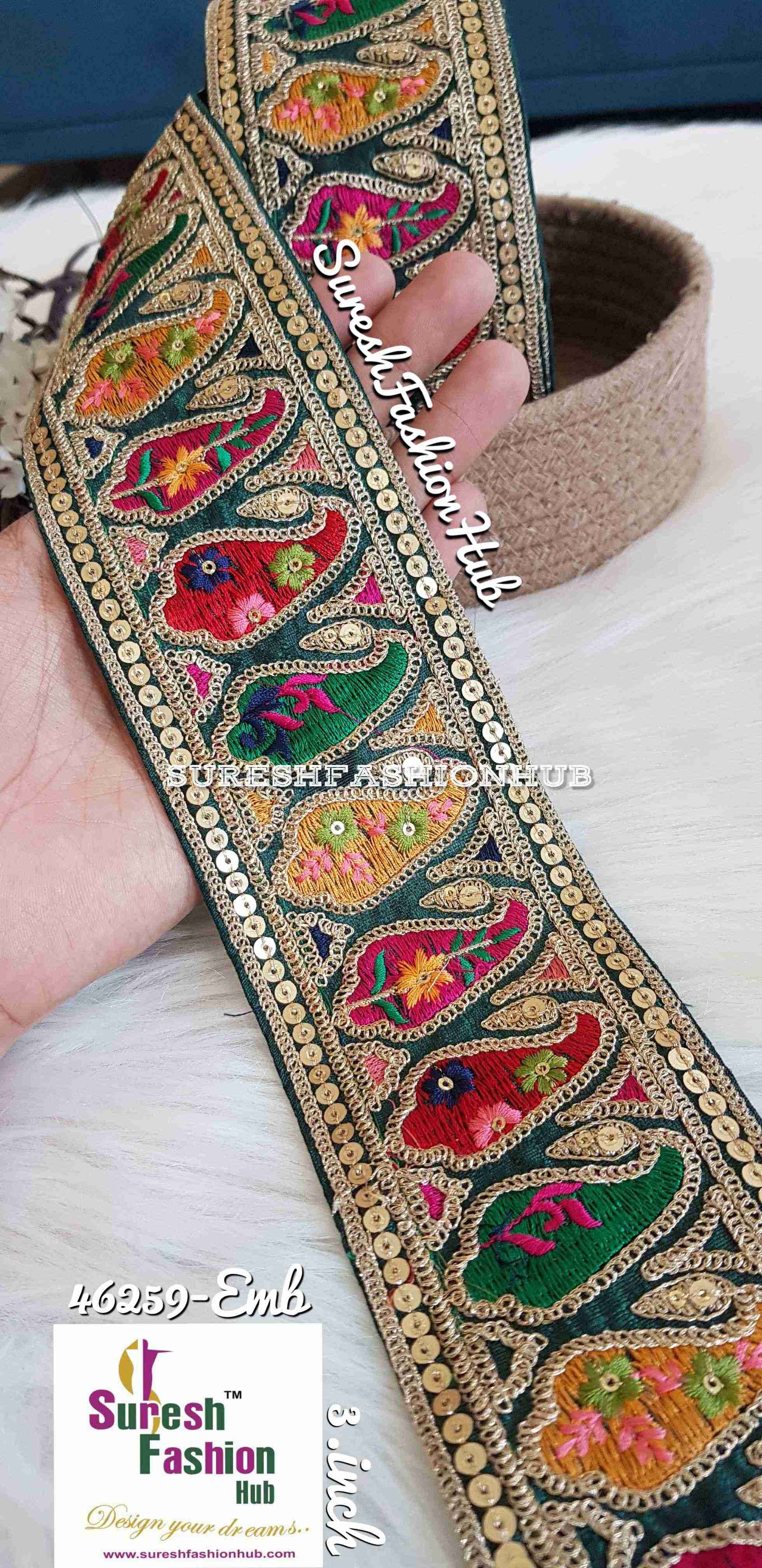 Sabyasachi Inspired Dark Green Base Designer Trim