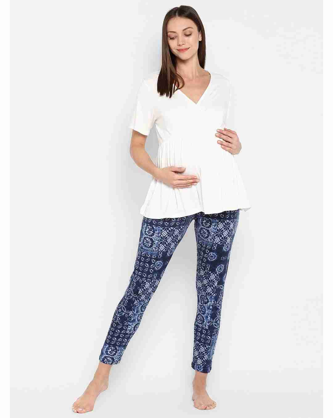 Momsoon women maternity half sleeve pyjama sets- Multicolor