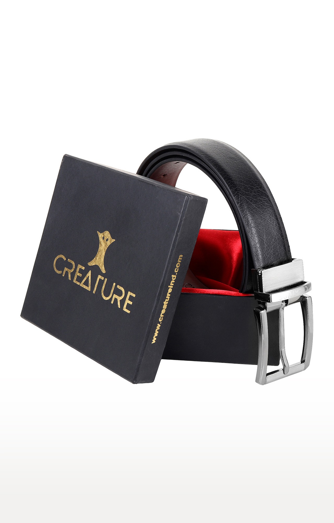 Creature Reversible Faux Leather Black and Brown Casual Belt for Men