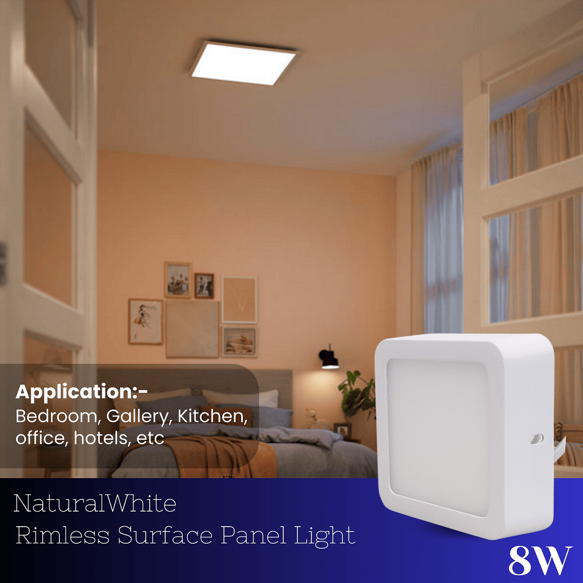8 Watt Square Led Rimless Border Surface Light For Ceiling(Packof-10 ...