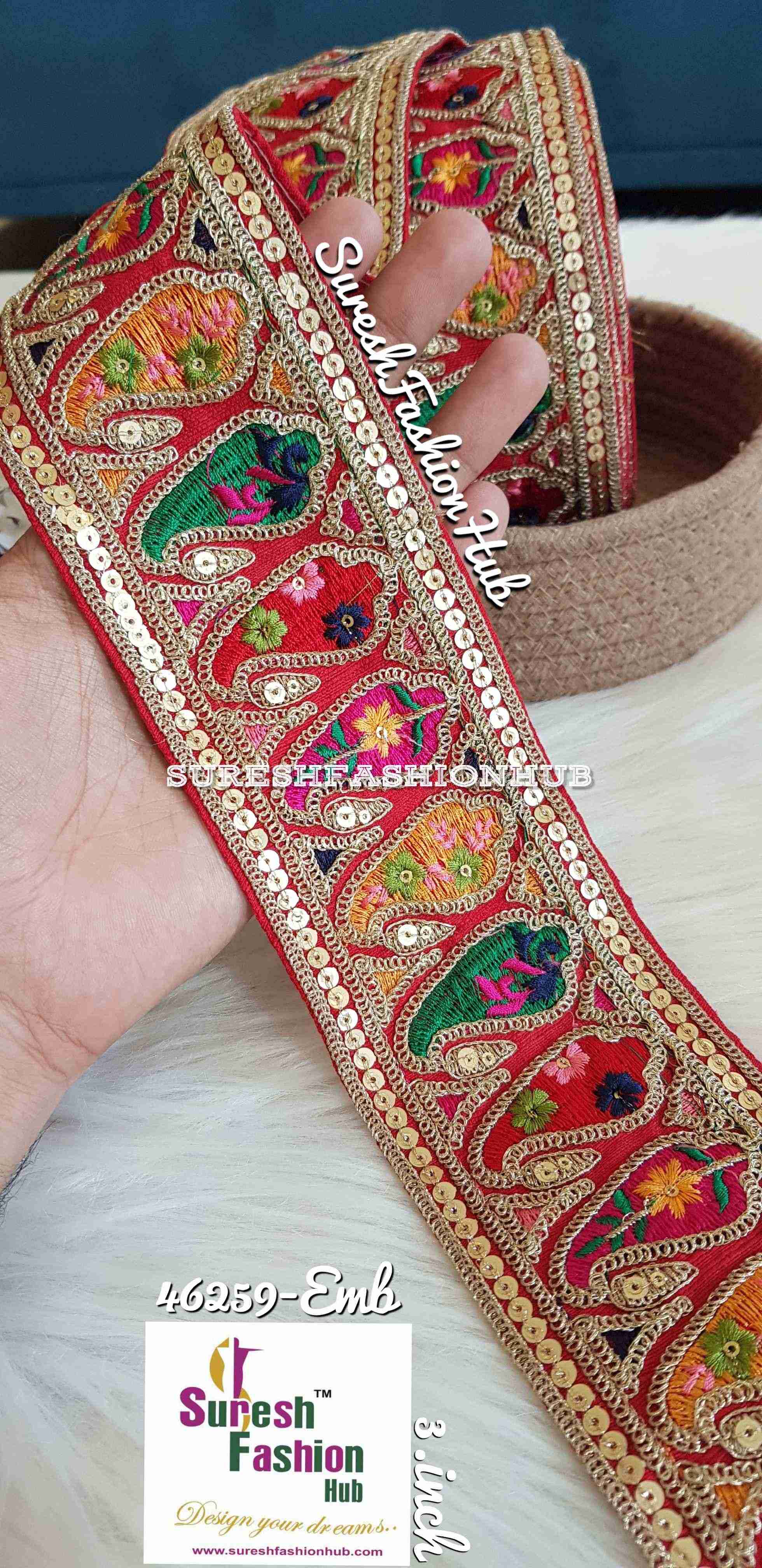 Sabyasachi Inspired Red Base Designer Trim