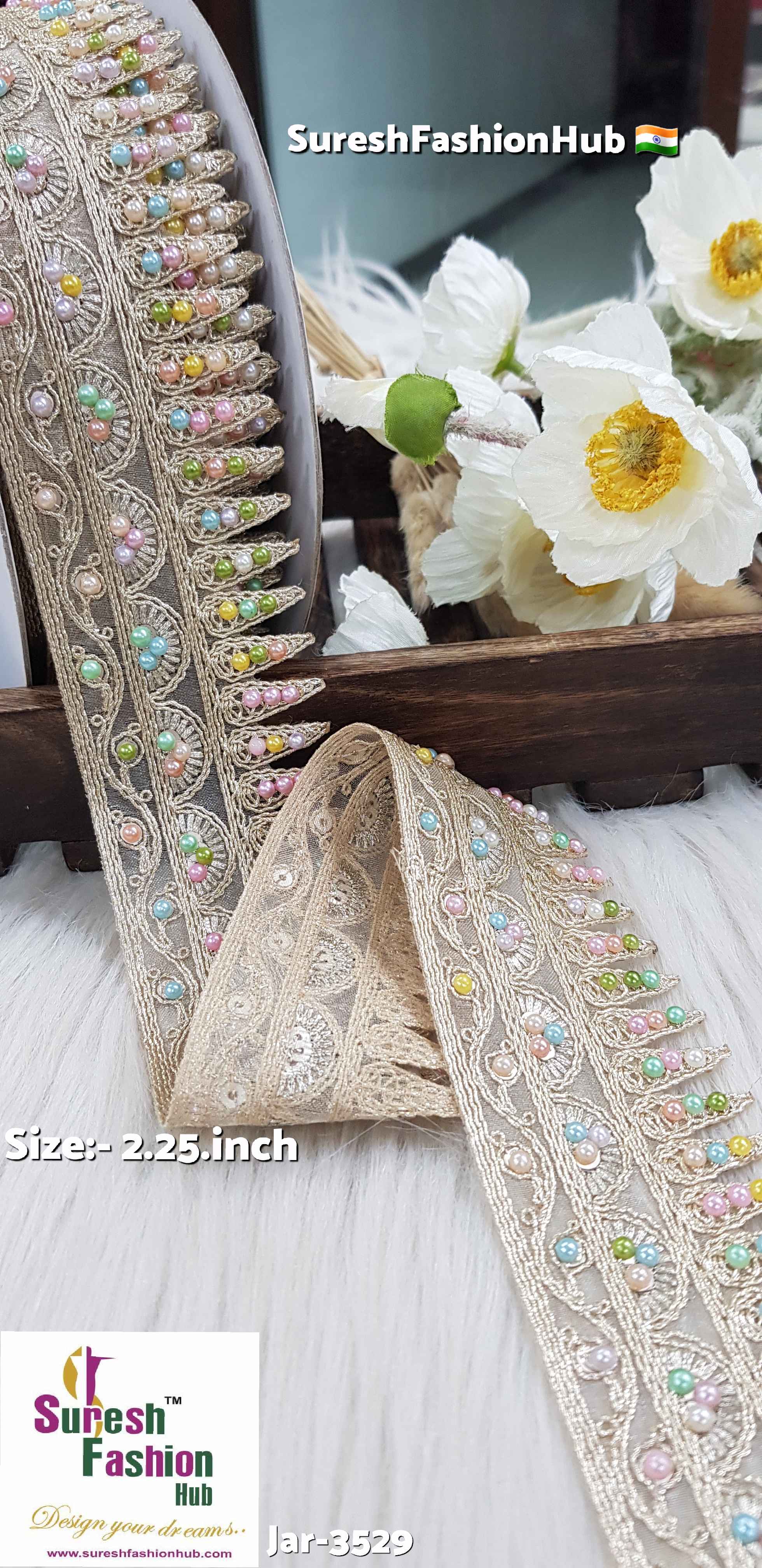 Light Multi Pearl Dori Cutwork Lace