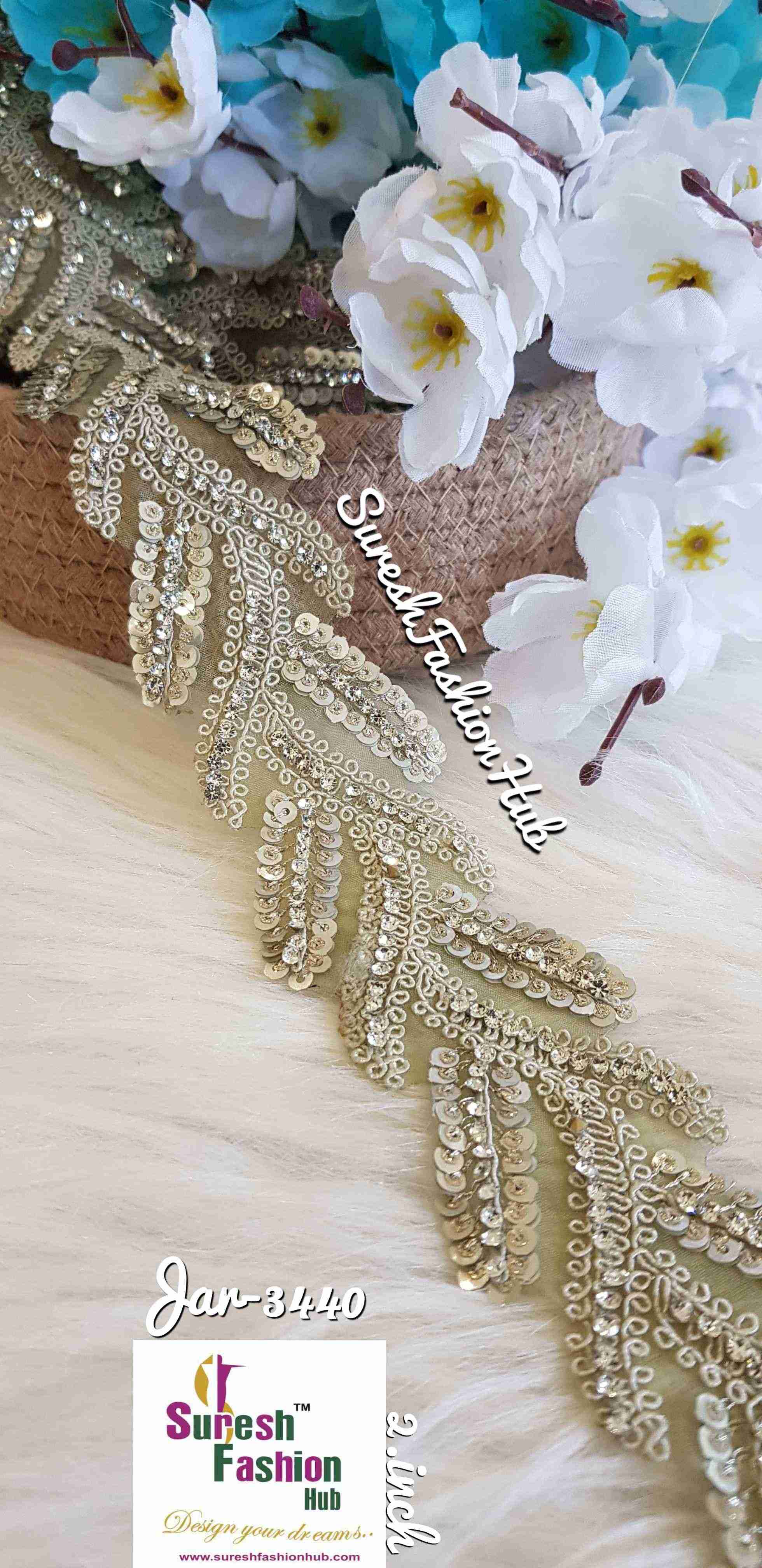 Mint Green Sparkle Swirl Designer Trim by Suresh Fashion Hub India
