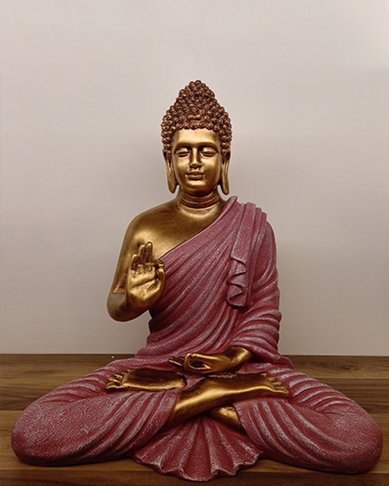 Order Happiness Golden & Pink Polyresin Buddha Figurine
