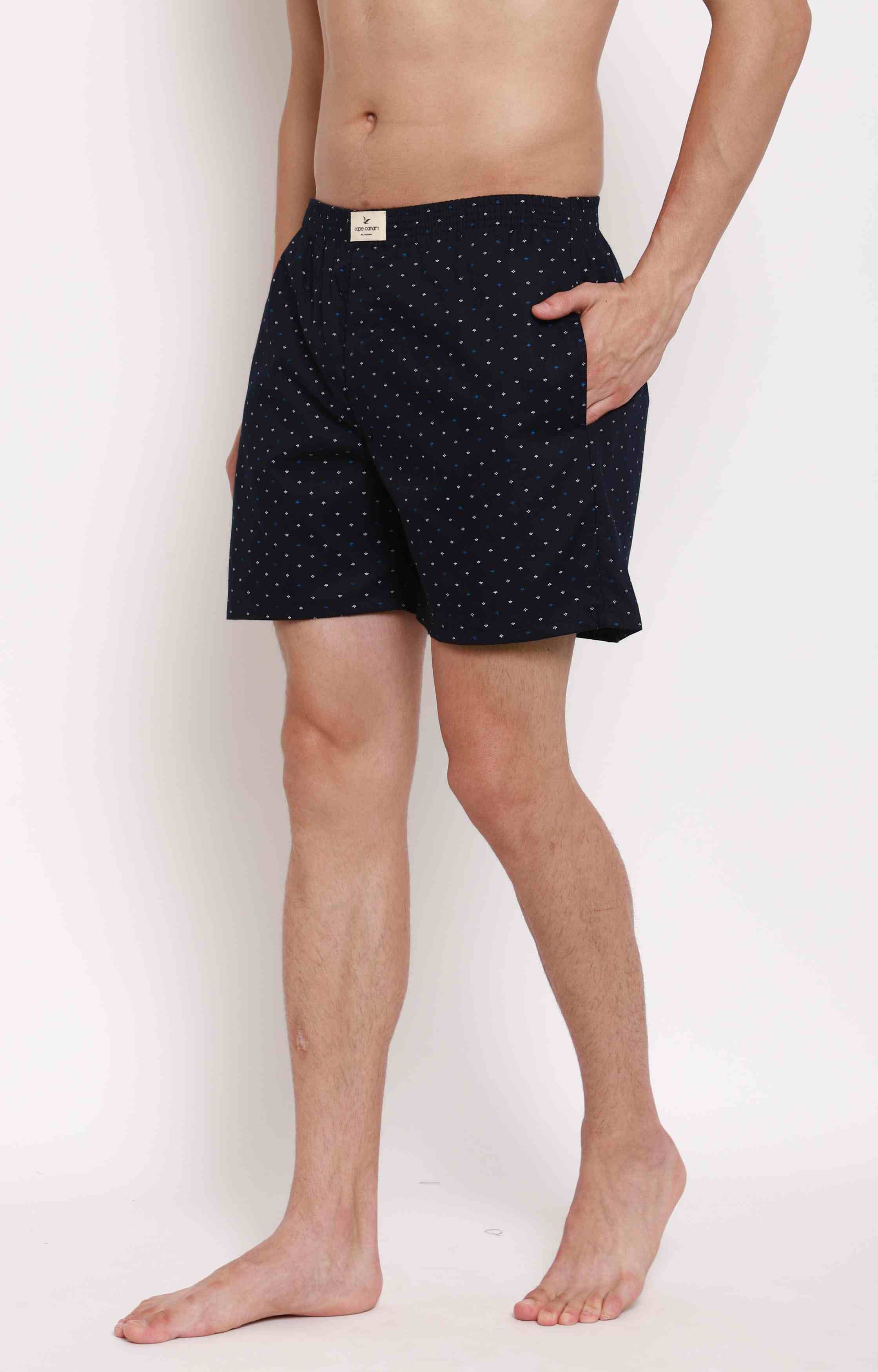 Cape Canary Men's Blue Pure Cotton Elasticated Printed Boxer