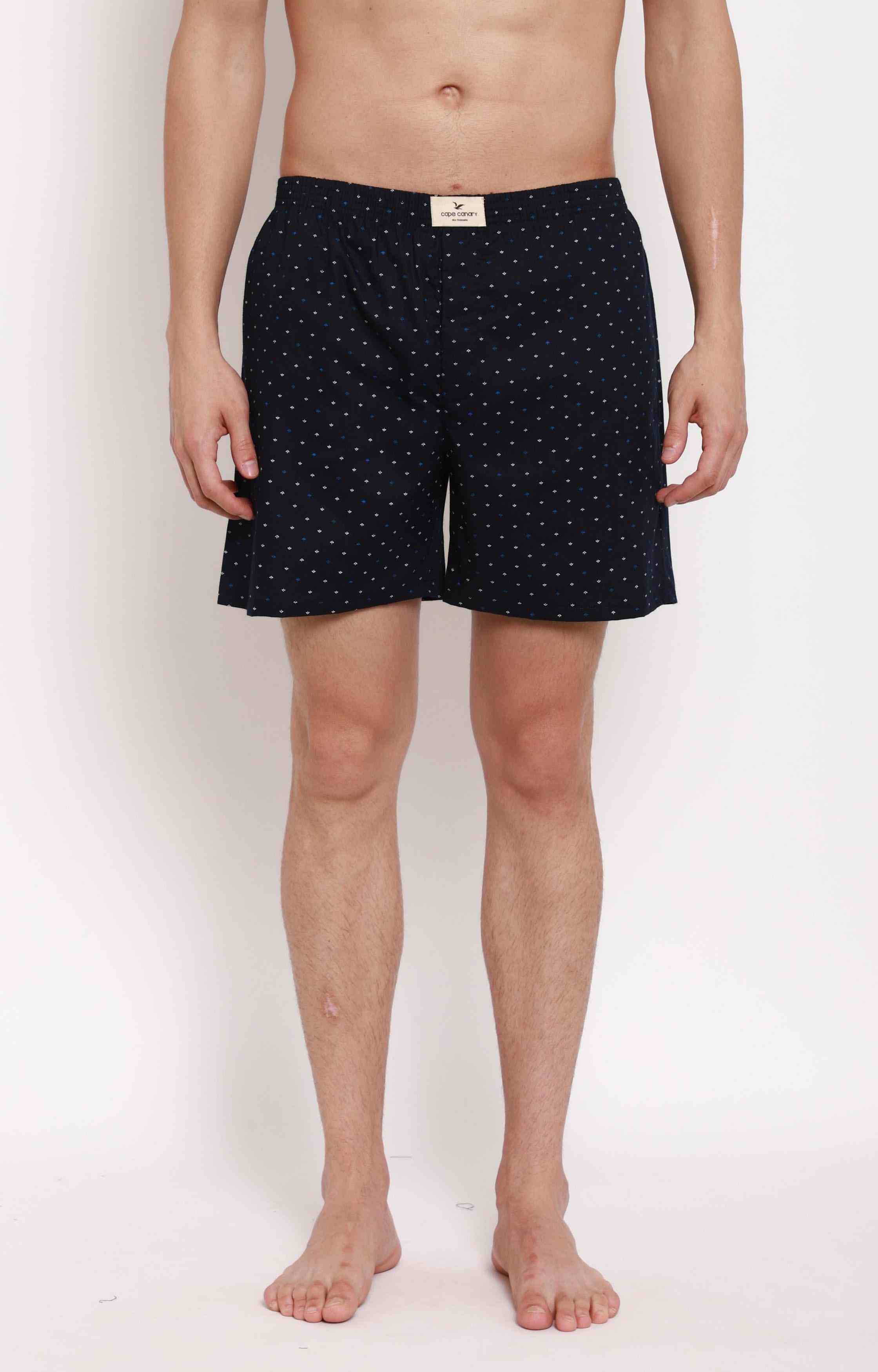 Cape Canary Men's Blue Pure Cotton Elasticated Printed Boxer