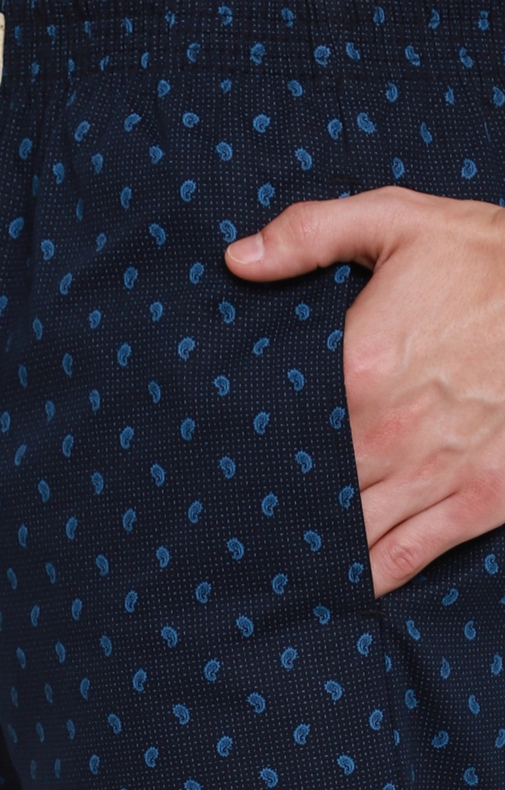 Cape Canary Men's Blue Pure Cotton Printed Boxers