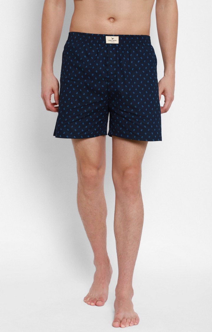 Cape Canary Men's Blue Pure Cotton Printed Boxers