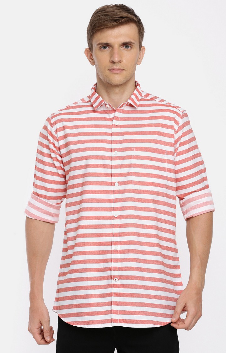 Red Striped Casual Shirts