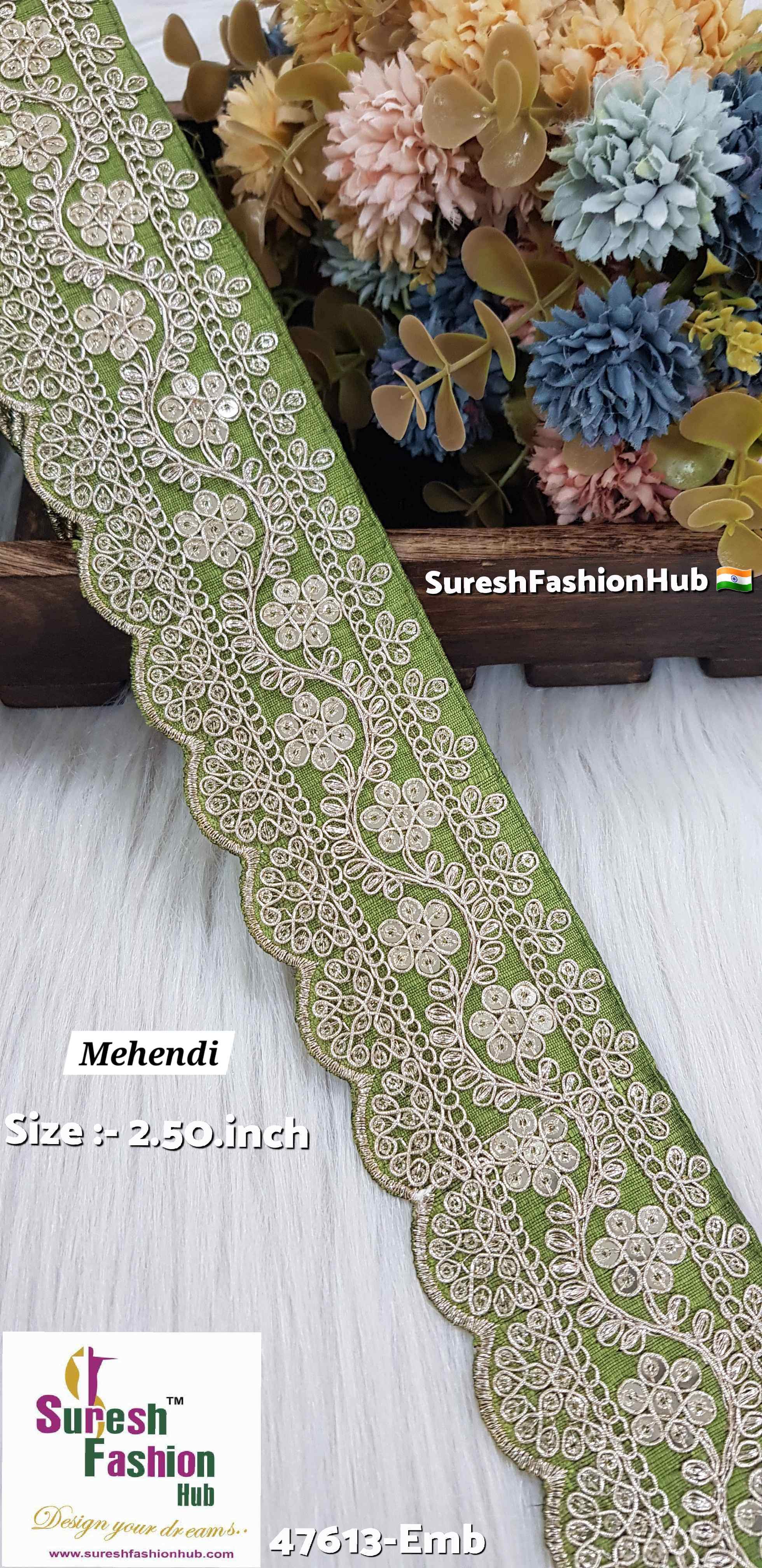 Floral Mehendi Fabric Based Embroidery